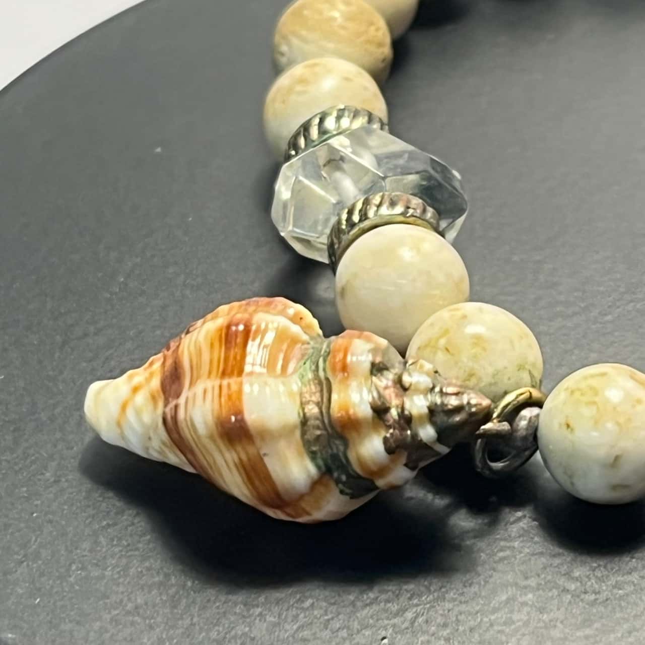 Beaded Shell Bracelet- Stone and Wooden Beads(s)
