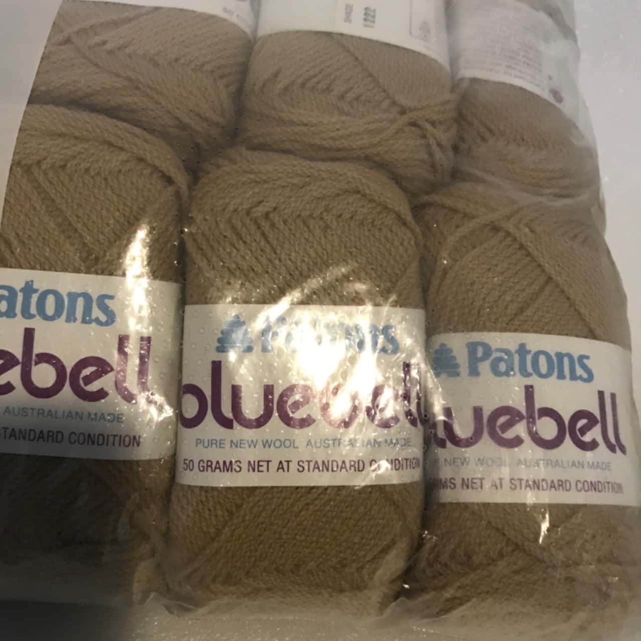 12 Balls Vintage Patons Bluebell Pure New Wool Beige NWOT(s)