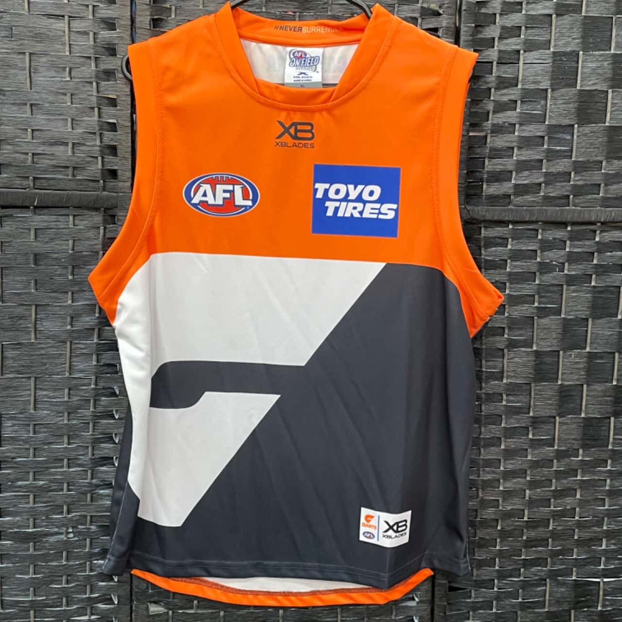 AFL Mens Size XL Black / Orange / White Singlet
