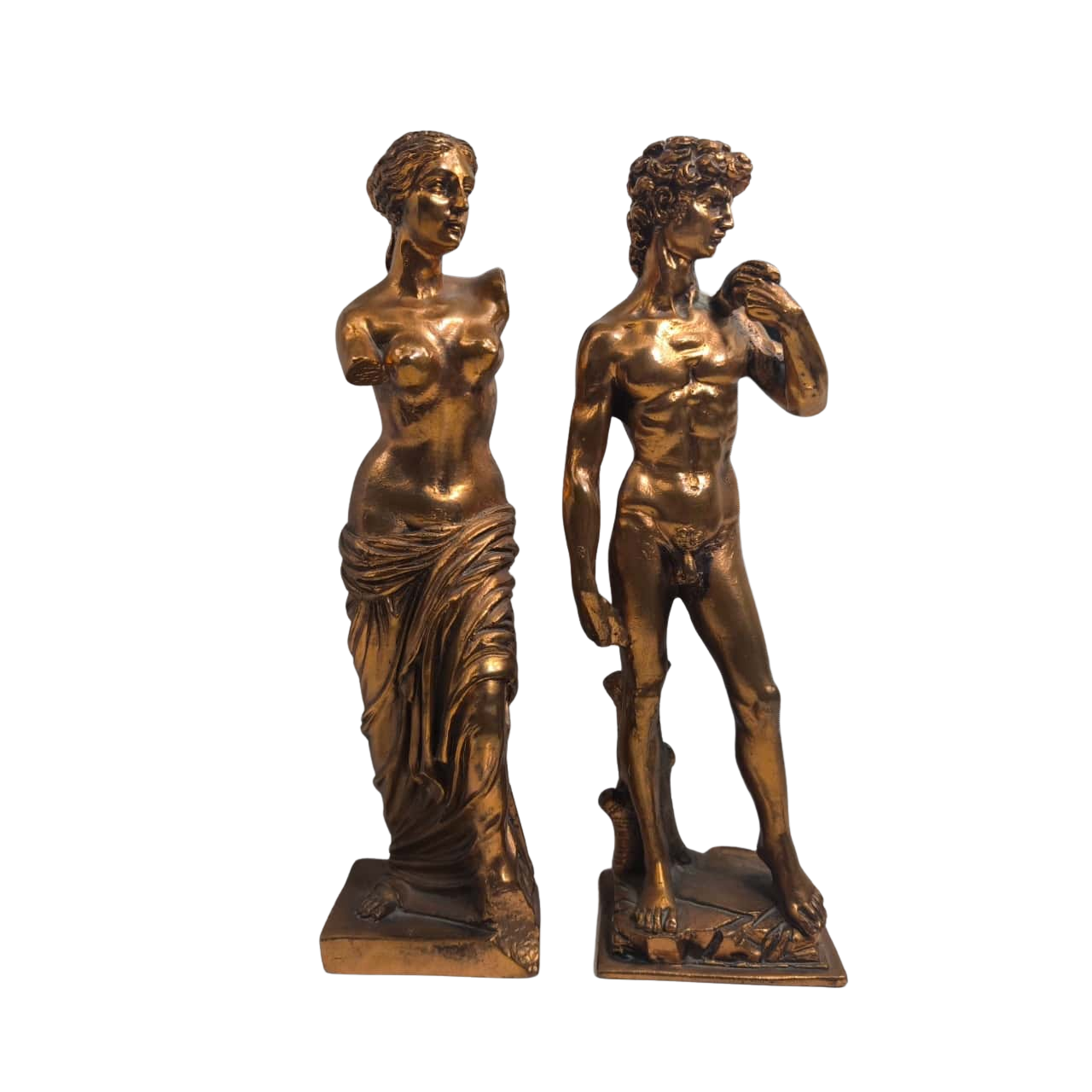 2x Copper Finish Statues Venus David (s)