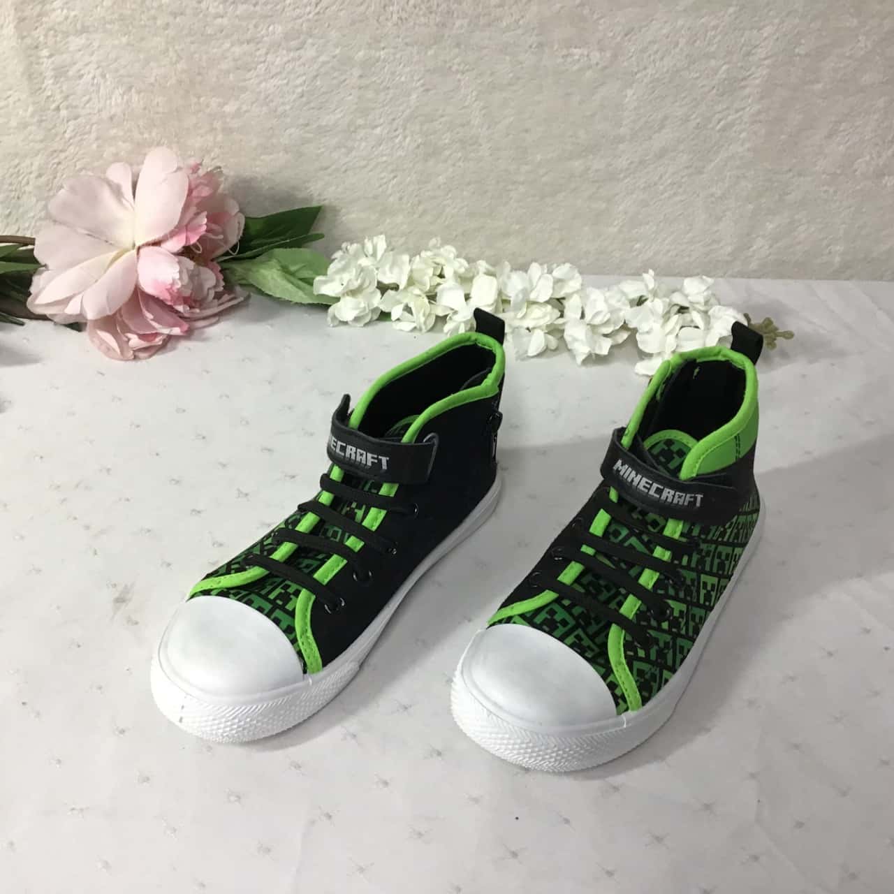 Minecraft Kids Size 13 Black / Green Minecradt Pattern High-top Lace up ...