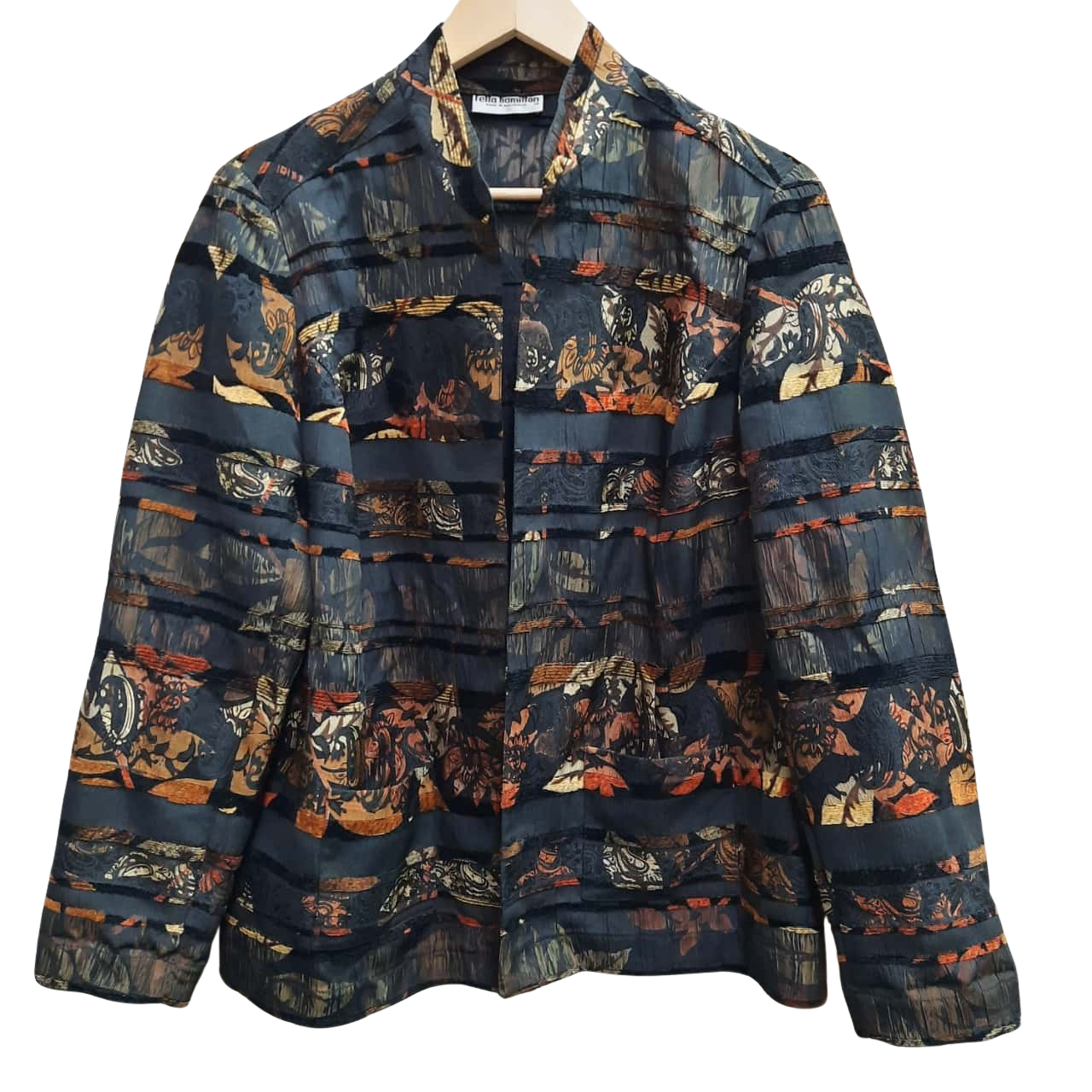 Unique FELLA HAMILTON Size 12 Jacquard / Burned Velvet Jacket