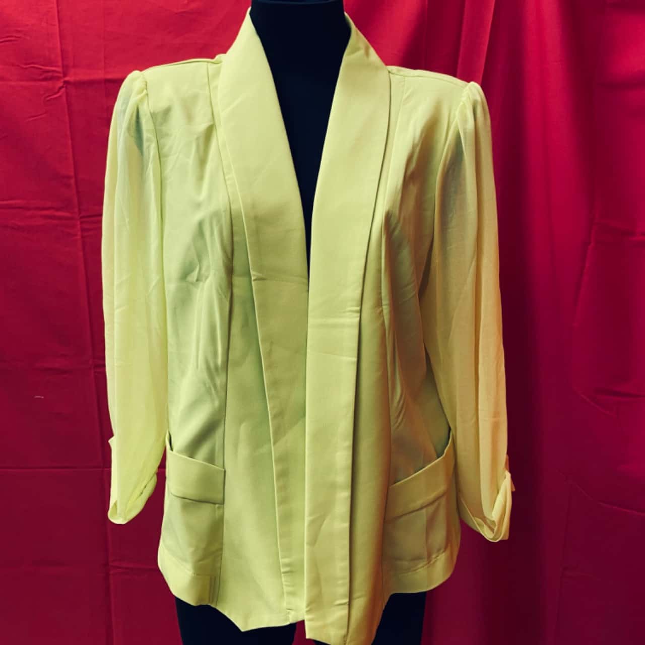 City Chic Womens Size S Drapey Blazer, Open Jacket Colour Chartreuse (s)