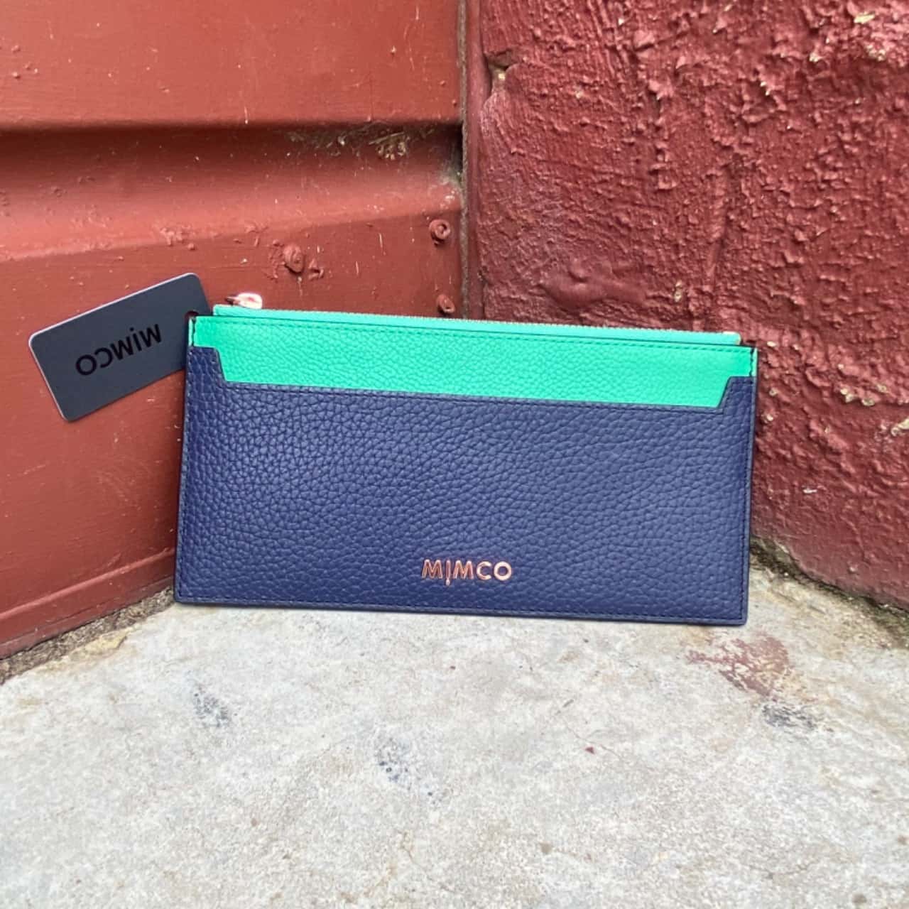 Mimco Womens Navy Blue/ Teal/White Duo L Card Wallet
