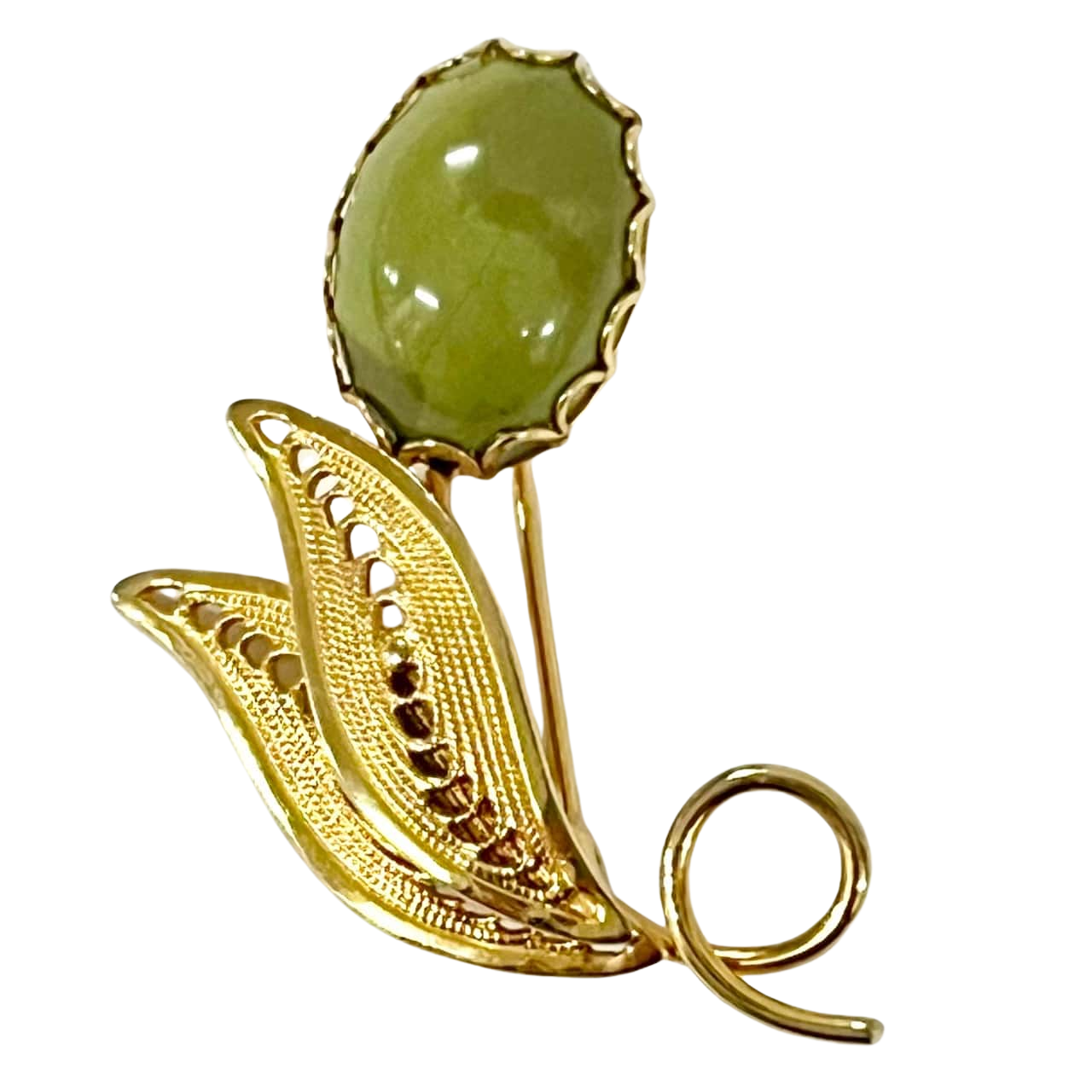 Vintage Womens Brooch with Green Stone