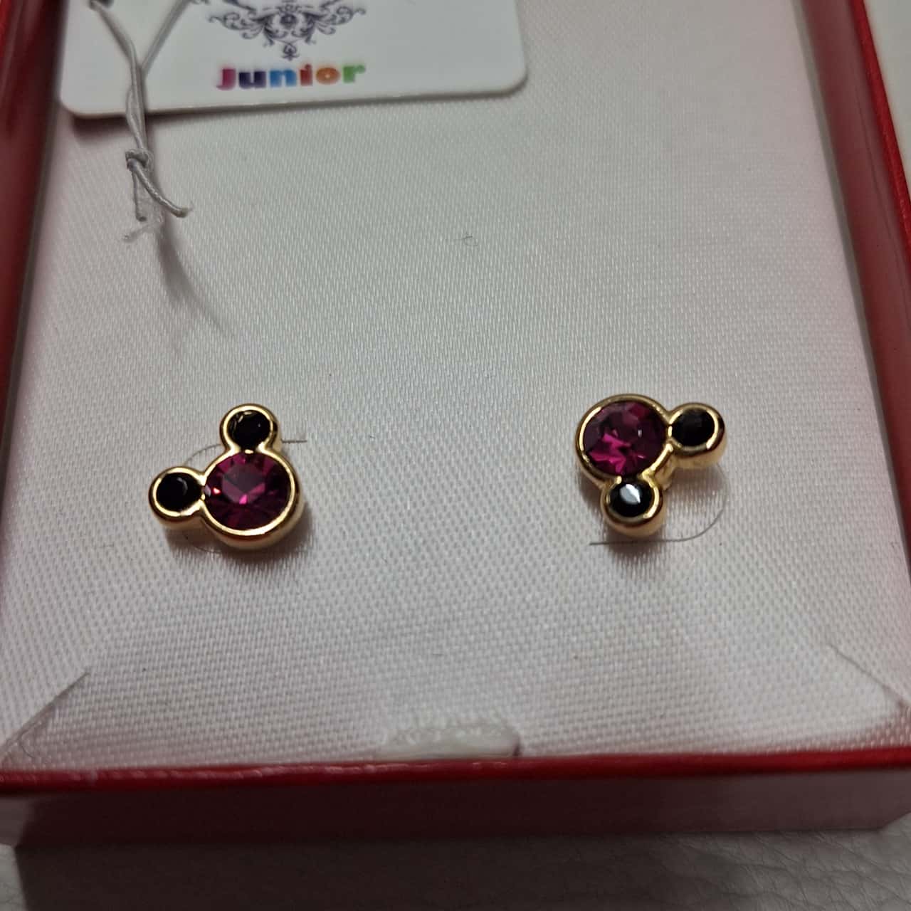 Disney Womens 1cm Mouse Earrings Black / Gold / Purple(s)
