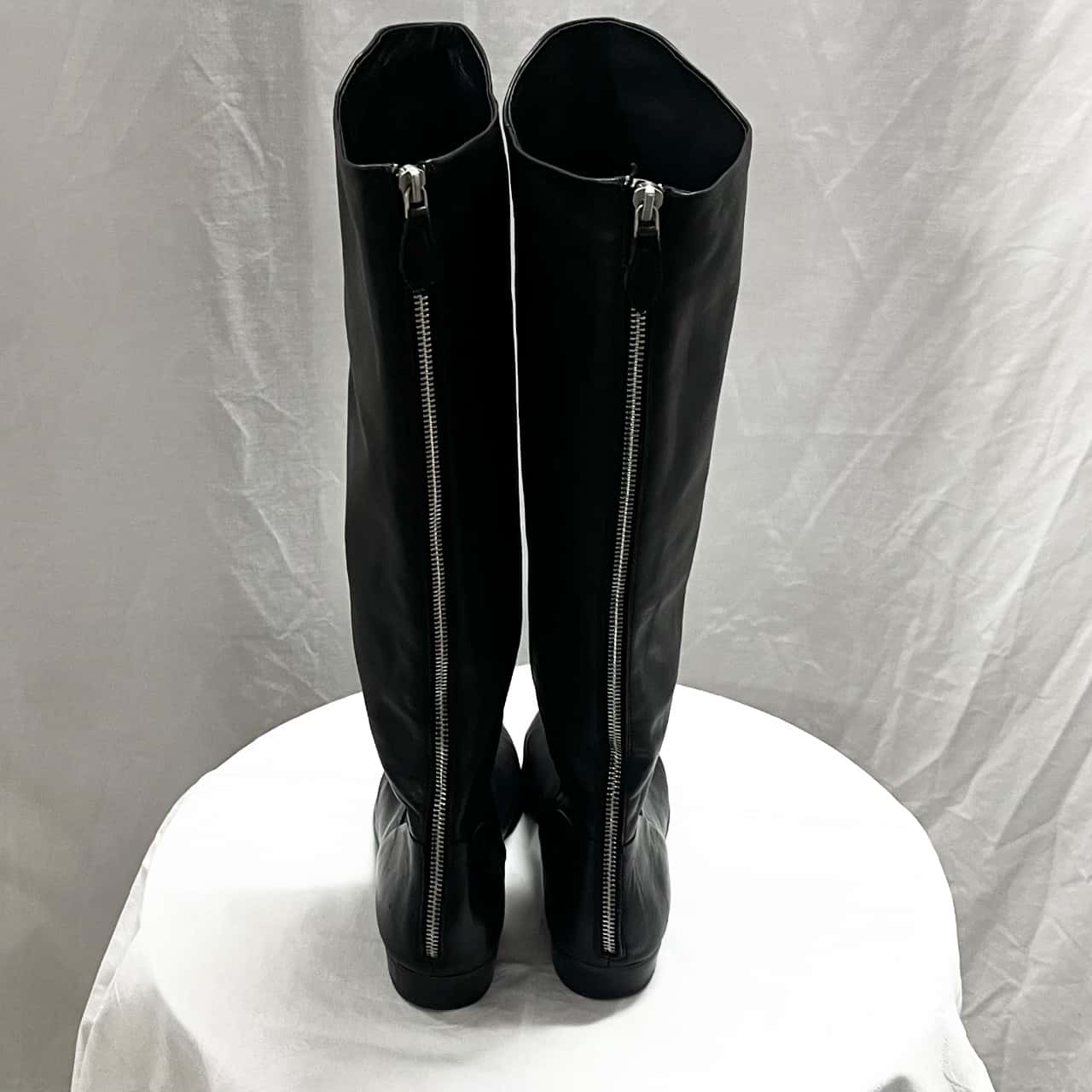 Witchery Black leather knee high zip up boots Size 38(s)