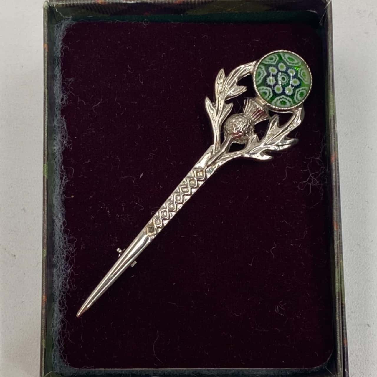 Pewter Silver Kilt Pin Brooch Vintage 1989 Celtic Scottish (s)