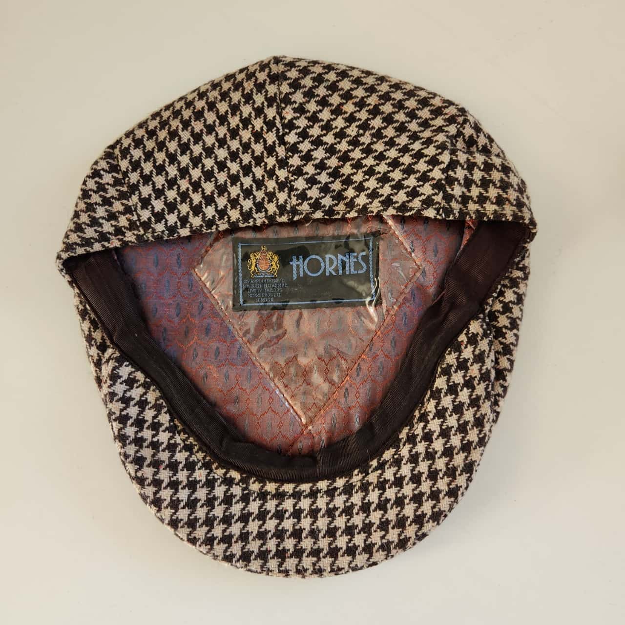 HORNES Vintage Wool Cap Checked Hat Size XL
