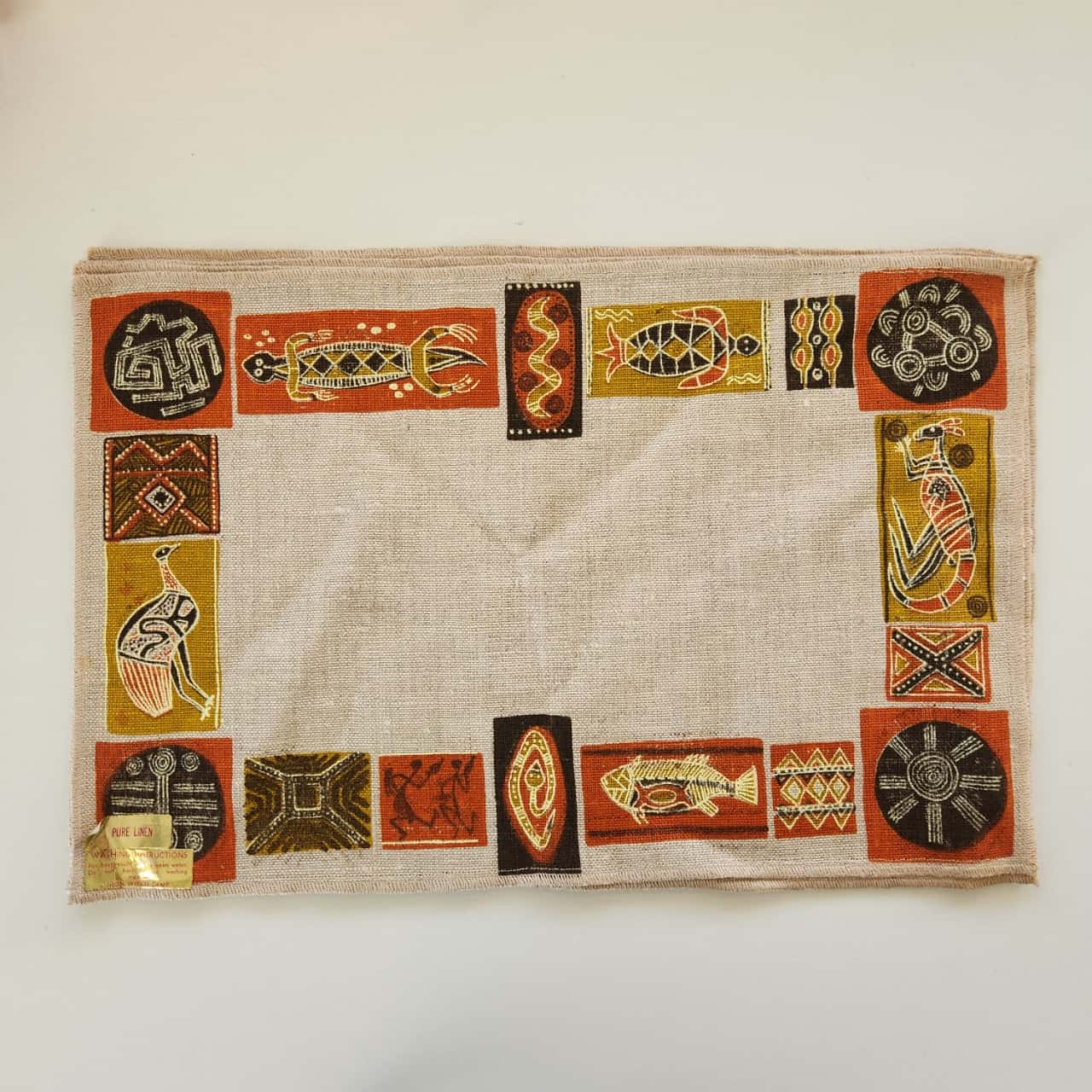 Indigenous designed pure linen placemats 4x(s)