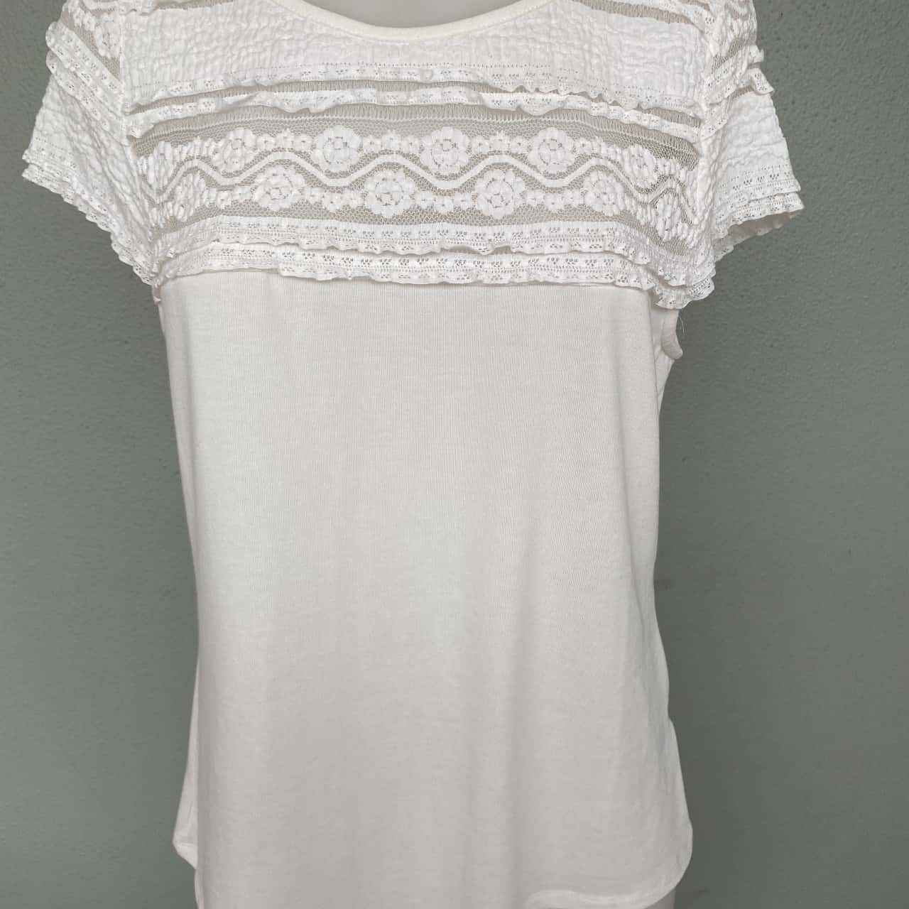 Dotti Womens Size M Short Sleeve White Top(s)