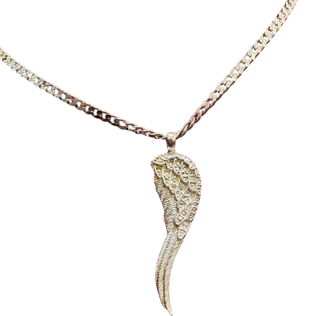Women's Silver (925) thick Chain and Silver (925) Angle Wing Pendent (s)