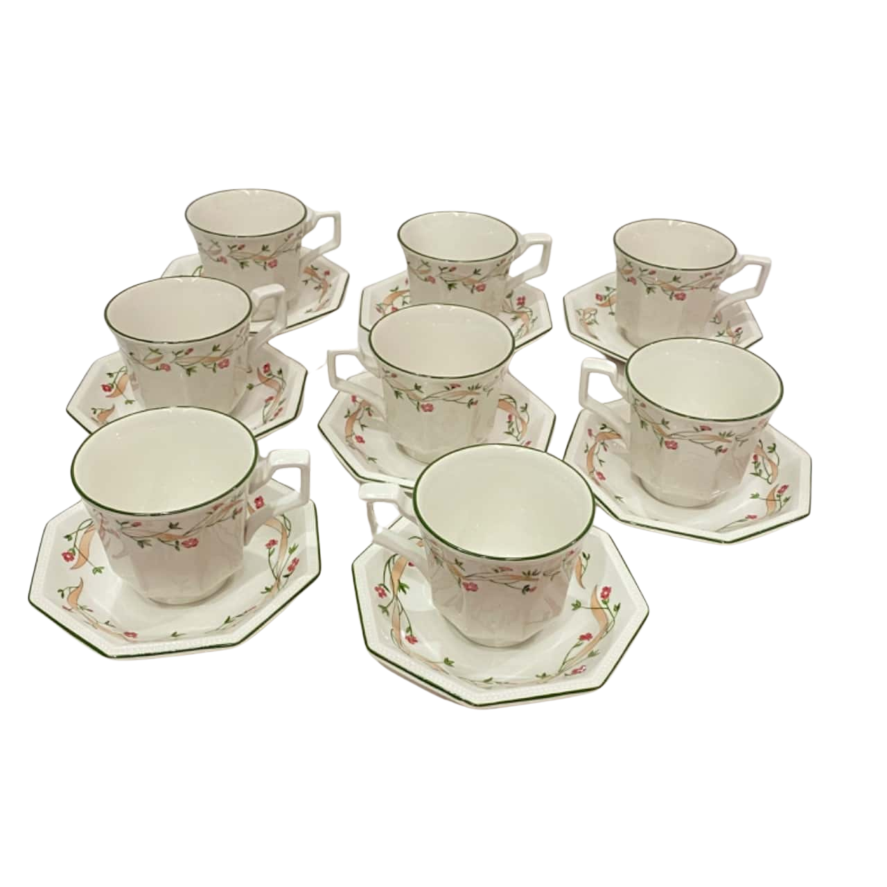 14 Pieces Johnson Brothers Eternal Beau Cup and Saucers Porcelain China ...