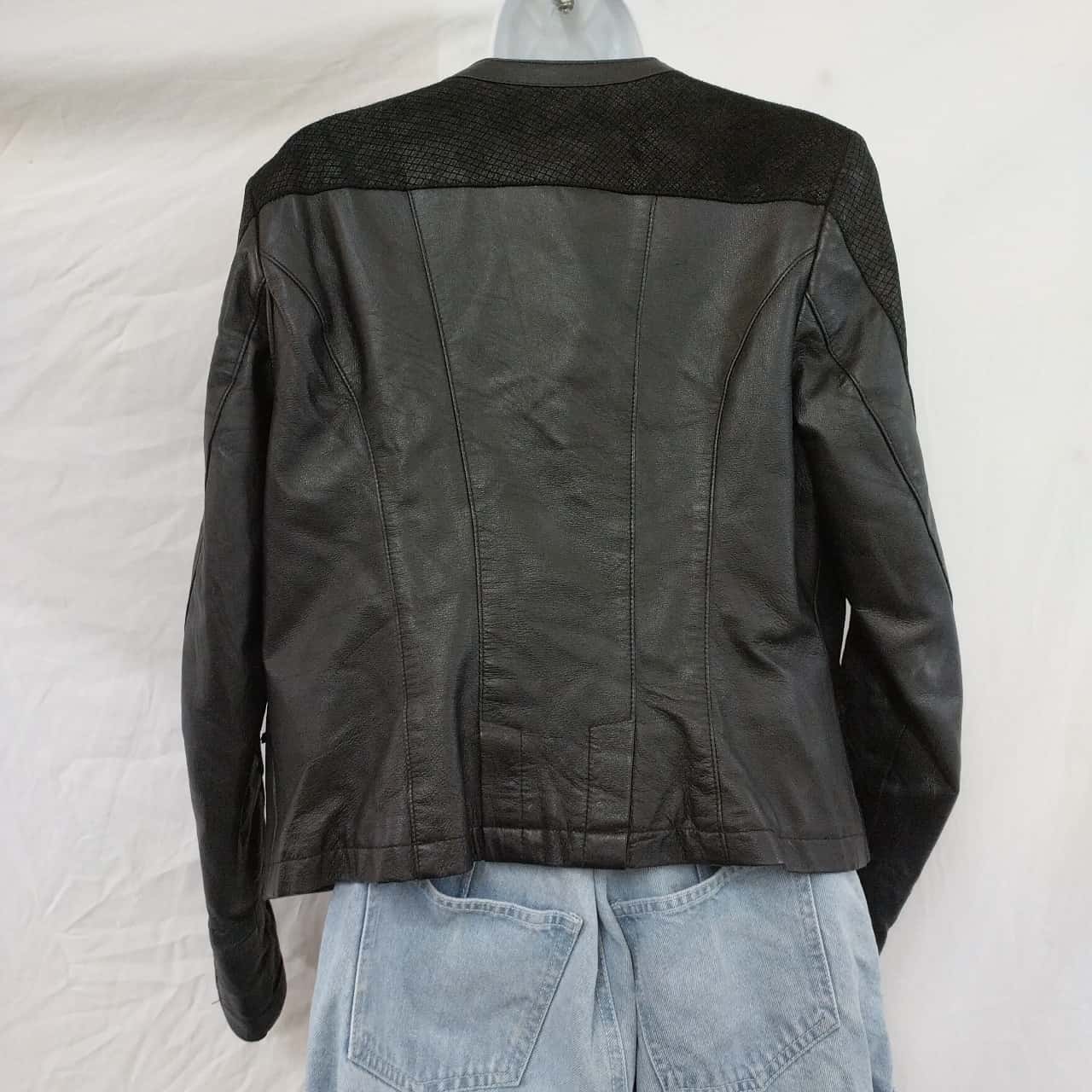 Just Jeans Womens Leather Jacket Size 12 Biker Jacket / Bomber Jacket ...