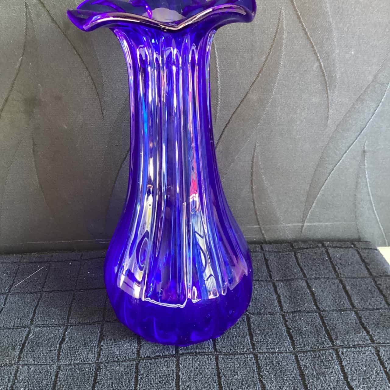 Lovely Cobalt Blue, Ribbed Vase