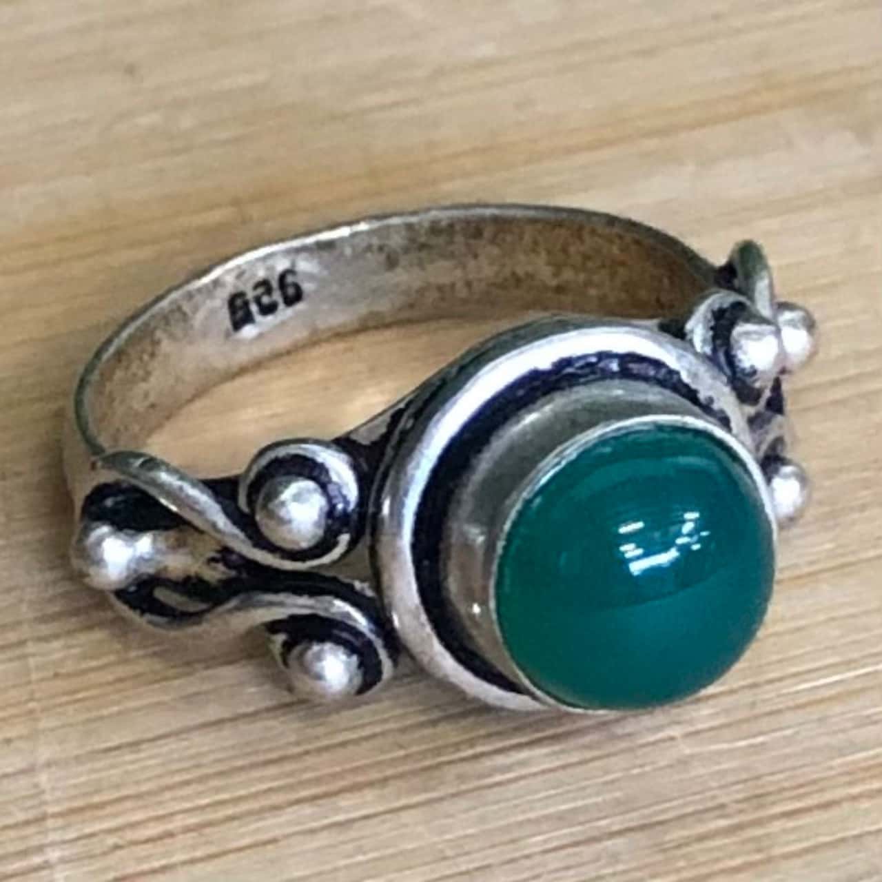 Sterling Silver Ring With Jade Stone (Stamped 925)