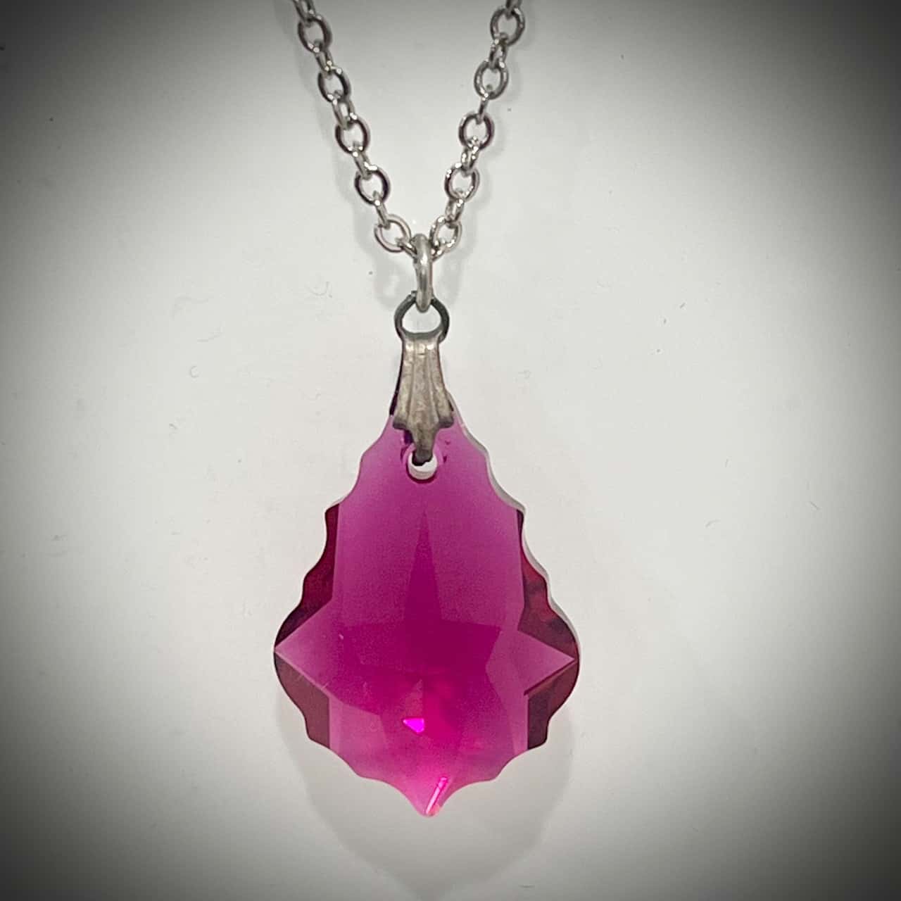 Swarovski Pink Crystal Pendant Silver Chain