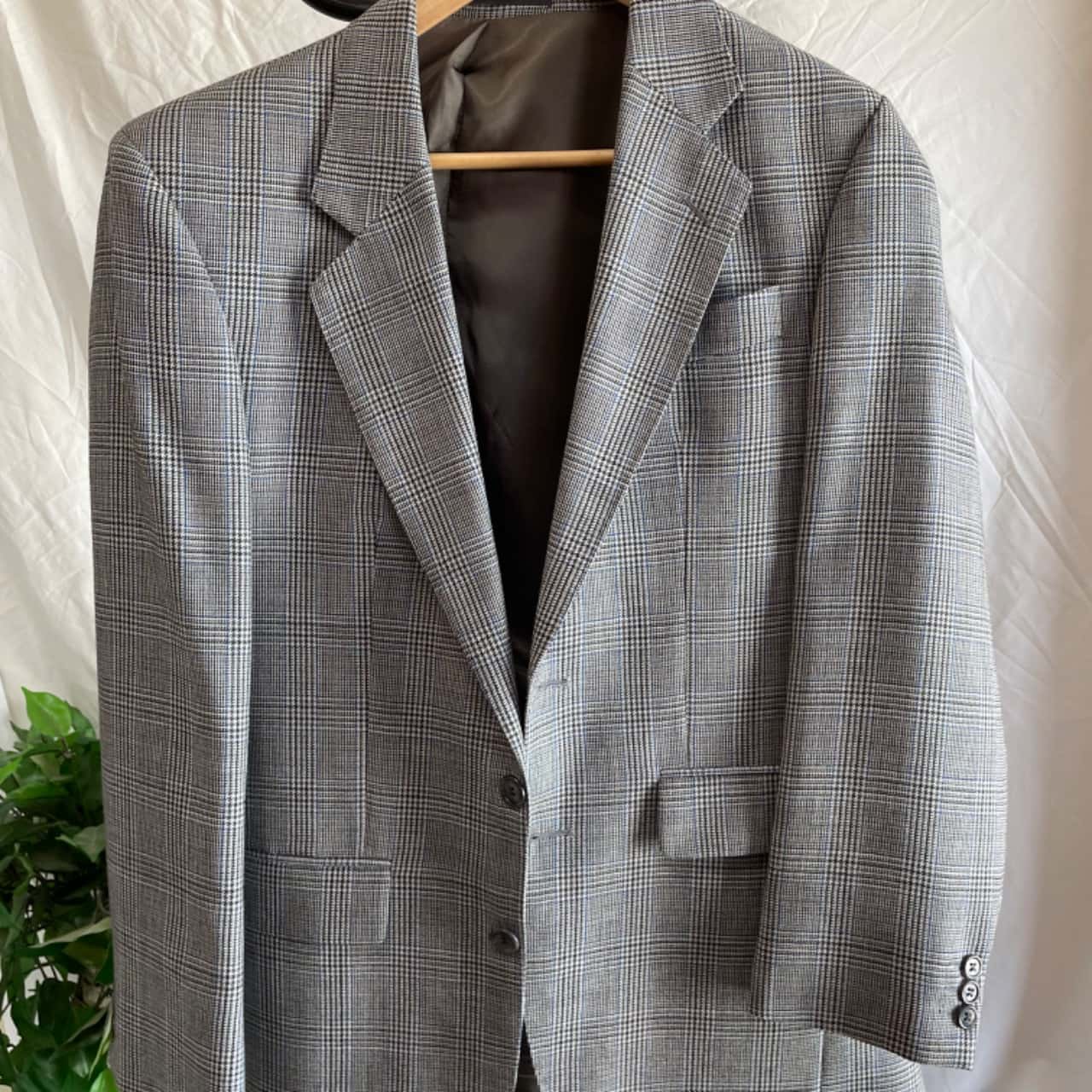 Burberrys Suit Jacket/Blazer Men’s Size 46R Grey/Checked(s)