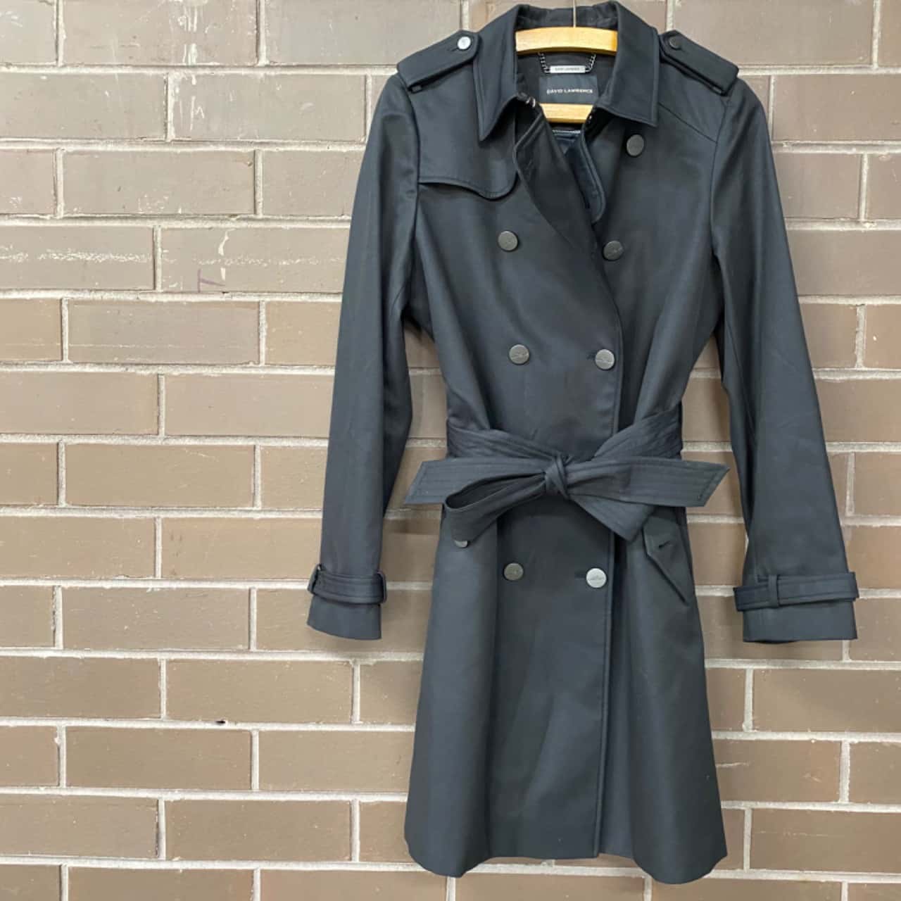 David Lawrence Womens Size 10 Button Up / Devon Trench Coat Black BNWT