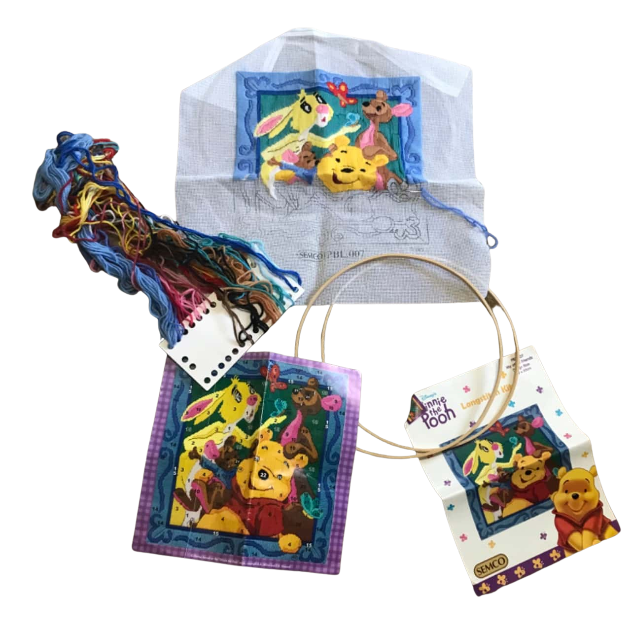 Super Cute Unfinished Longstitch Wool Pattern Winnie Pooh & Friends