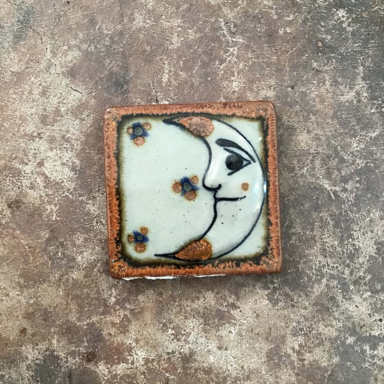 Tonala Mexico Pottery Art Tile Moon (2)(s)