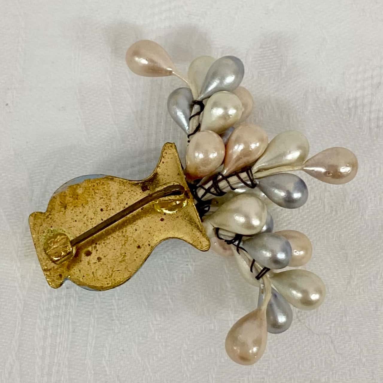 Vintage Pearl Flowers in a Blue Vase Brooch (s)