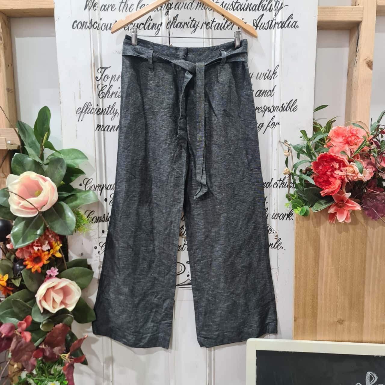 VERONIKA MAINE BRAND! DESIGNER LABEL 100% LINEN BLEND WIDE LEG ...