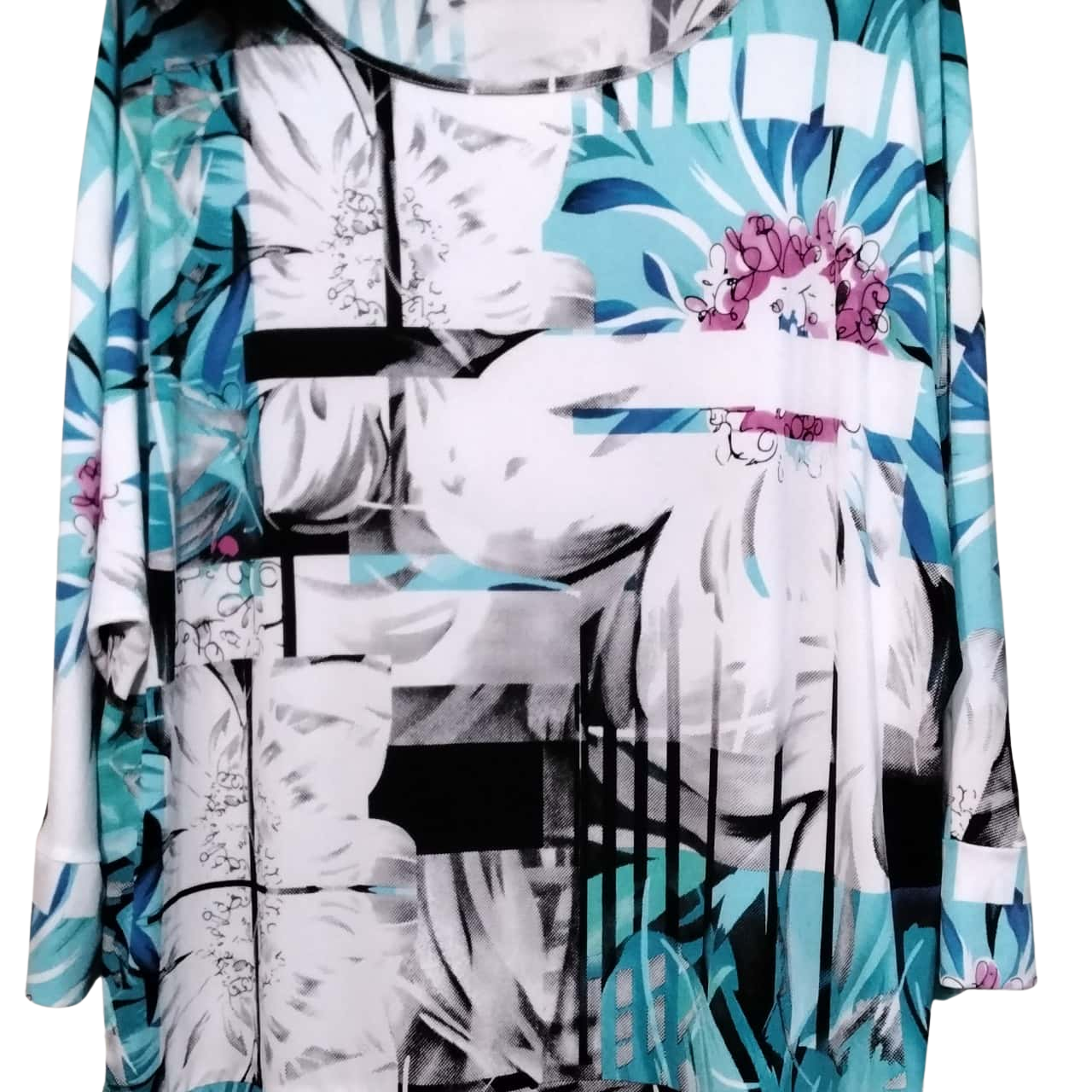 W.Lane Womens Size XXL Long Sleeve Blue / Pattern / White (s)