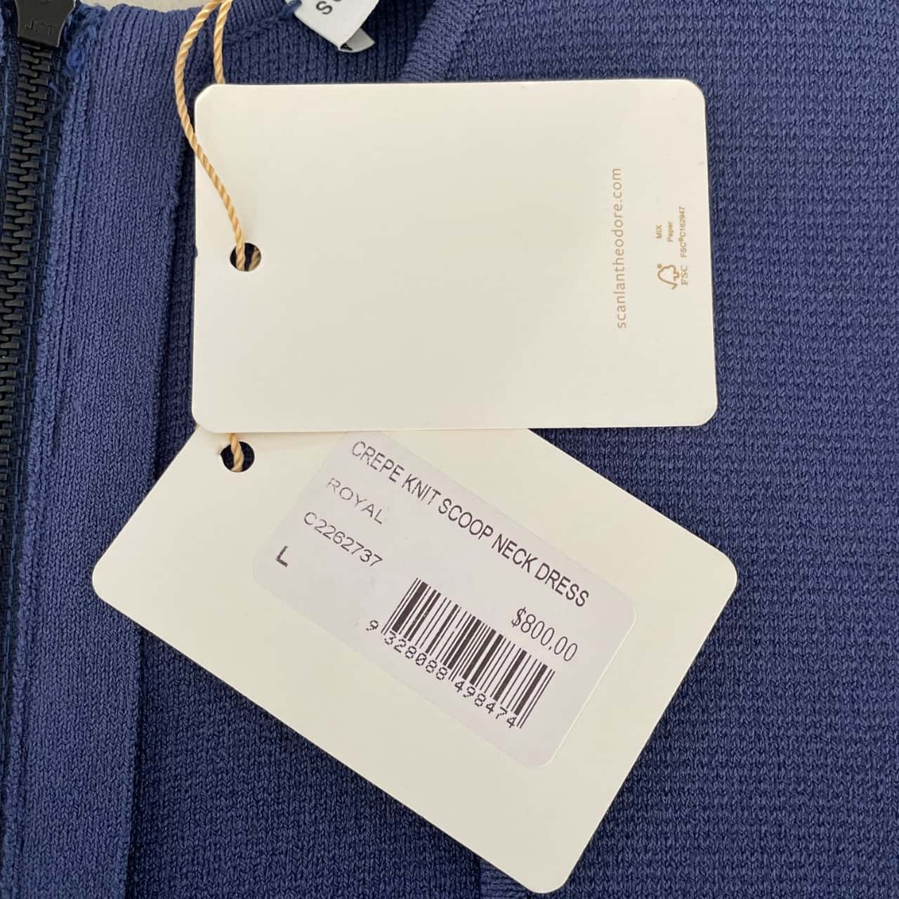 Scanlan Theodore Womens Size L Crepe Knit Scoop Neck Dress Blue NEW ...