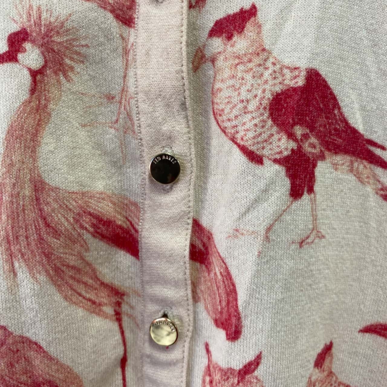 Ted Baker Womens Size 3 Cardigans Bird Pattern / Pink (s)