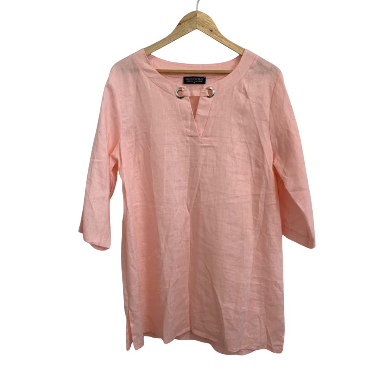 Philosophy Size 16 Pink Linen Midi Dress