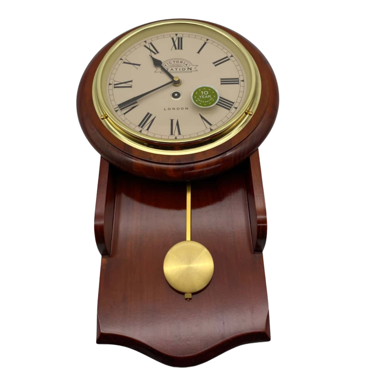 Victoria Station London Wooden Pendulum Wall Clock