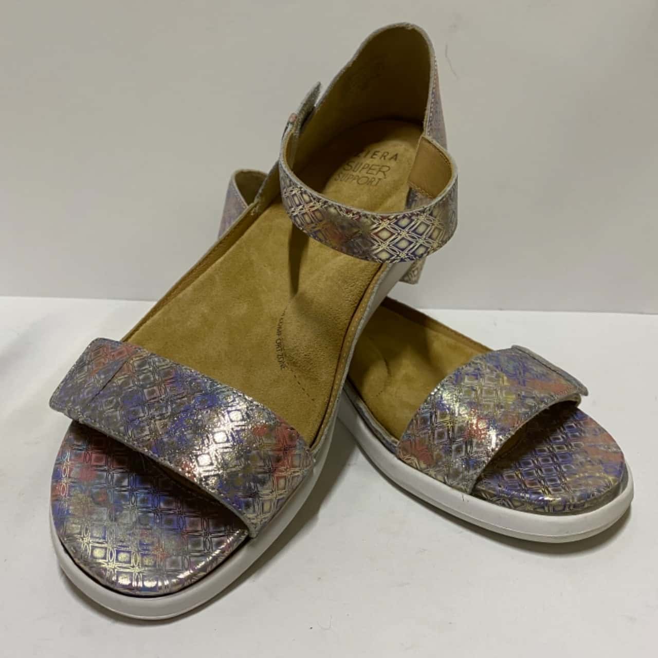 Ziera Womens Size 42 Pale Gold Multicoloured Flat Sandals(s)