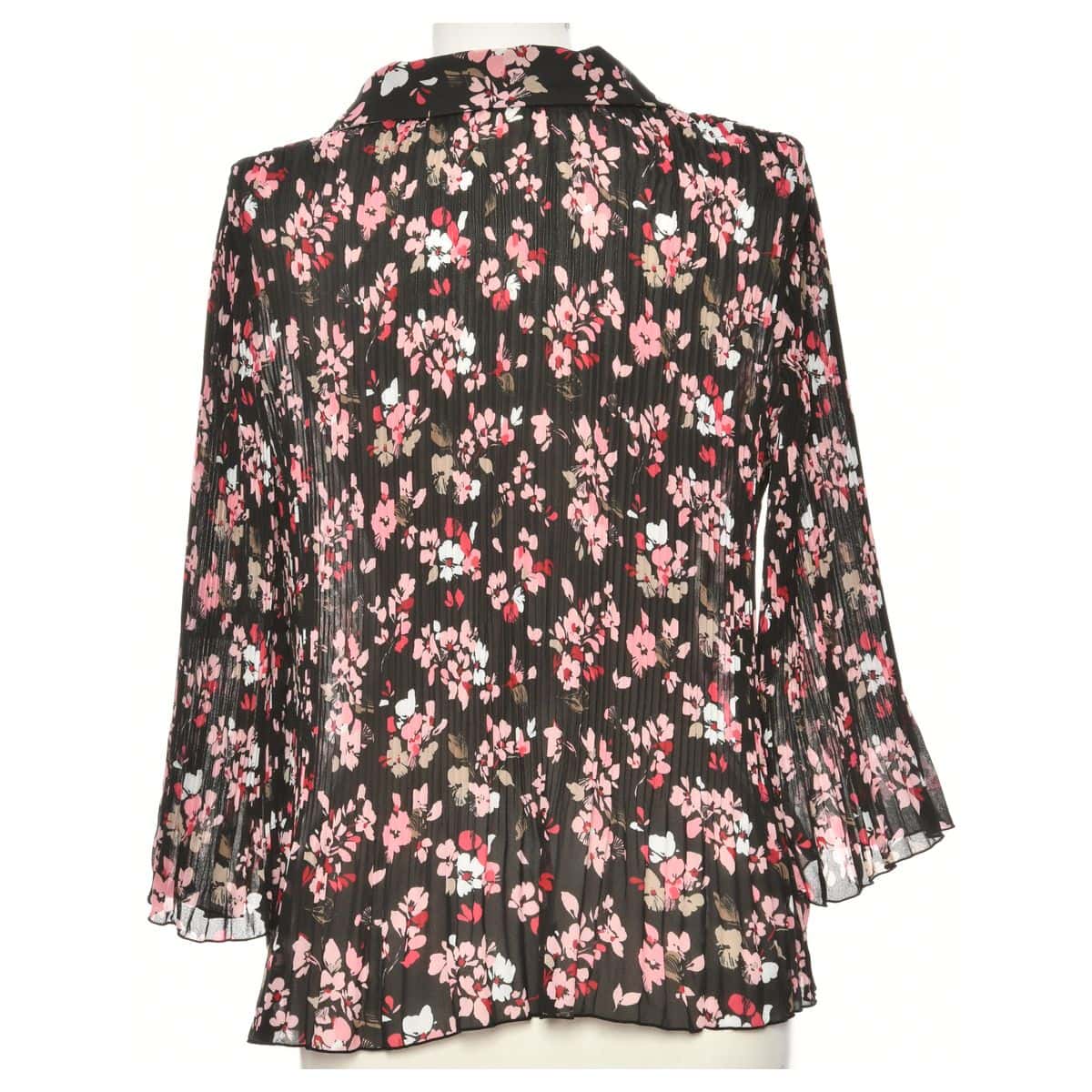 Covington Women's Size XL Long Sleeve Blouse Black & Pink Floral (s)
