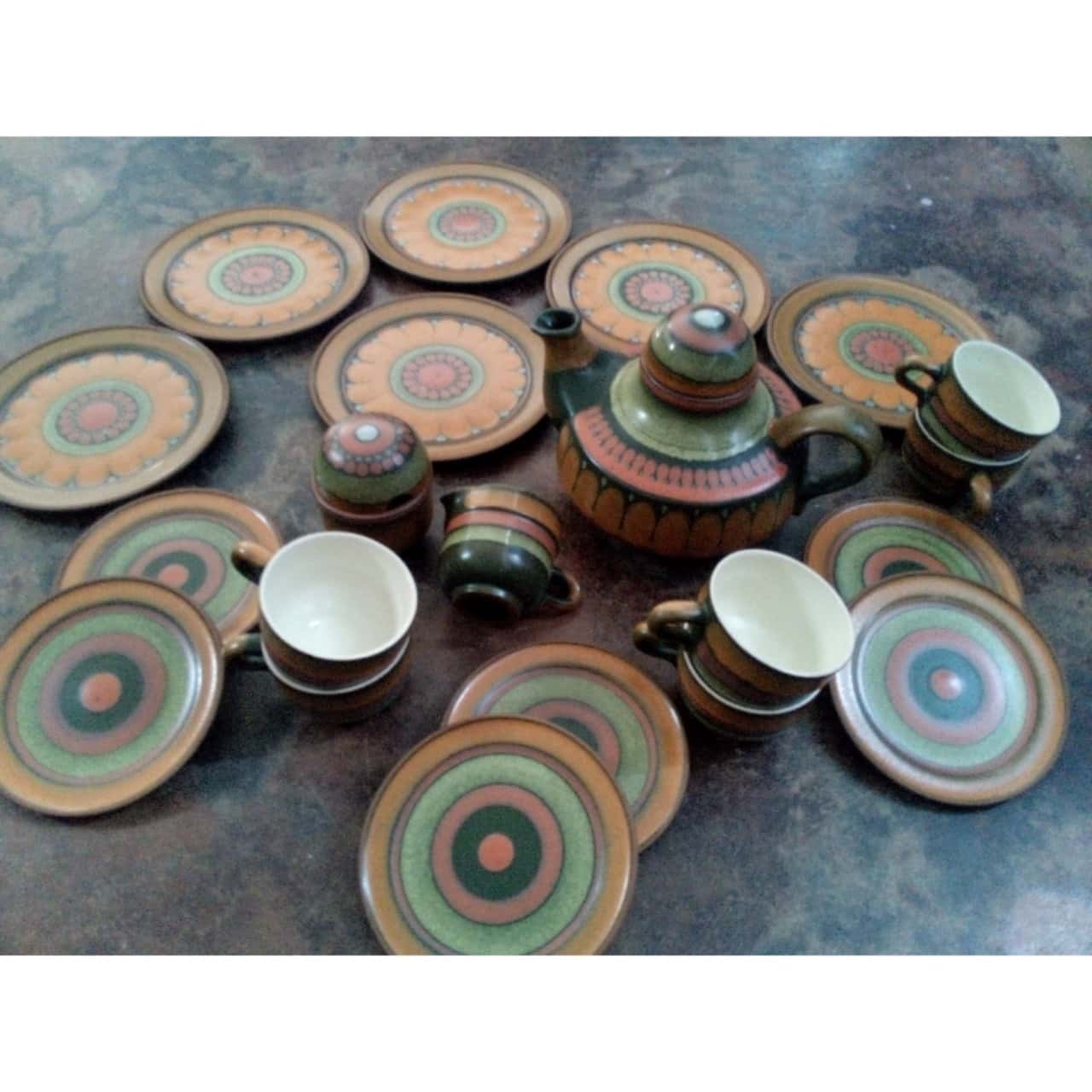 Most Beautiful Vintage Stoneware Tea Set Ever! KMK Keramik 1970s?(s)