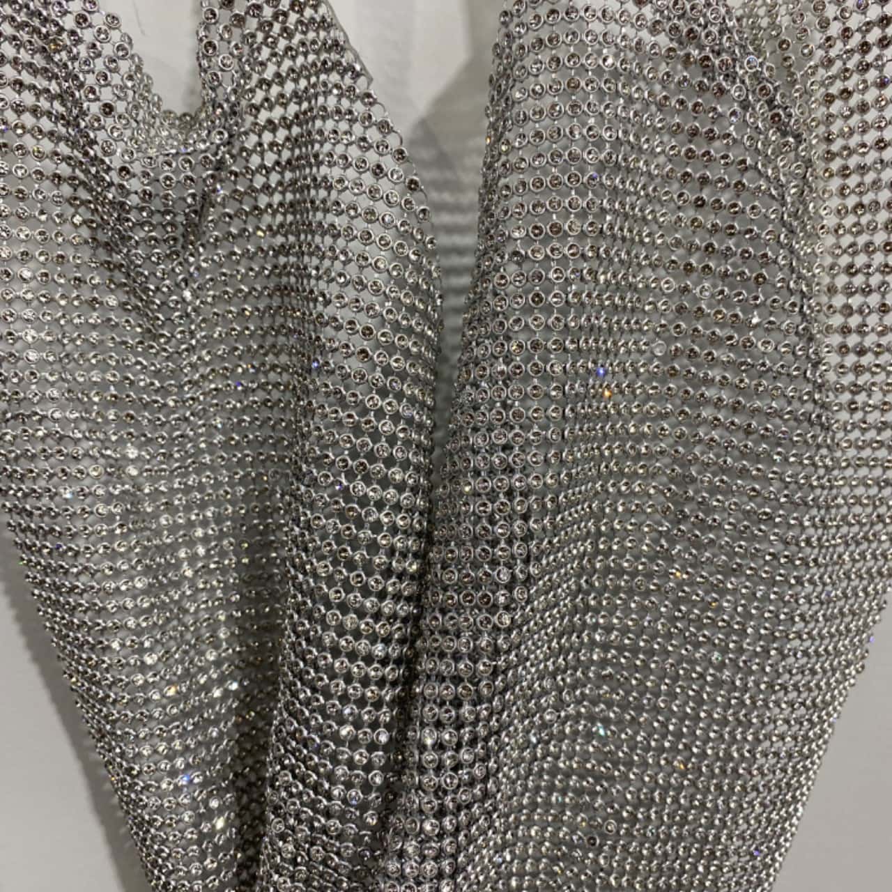 Womens Halter Neck Silver Chain Top (s)