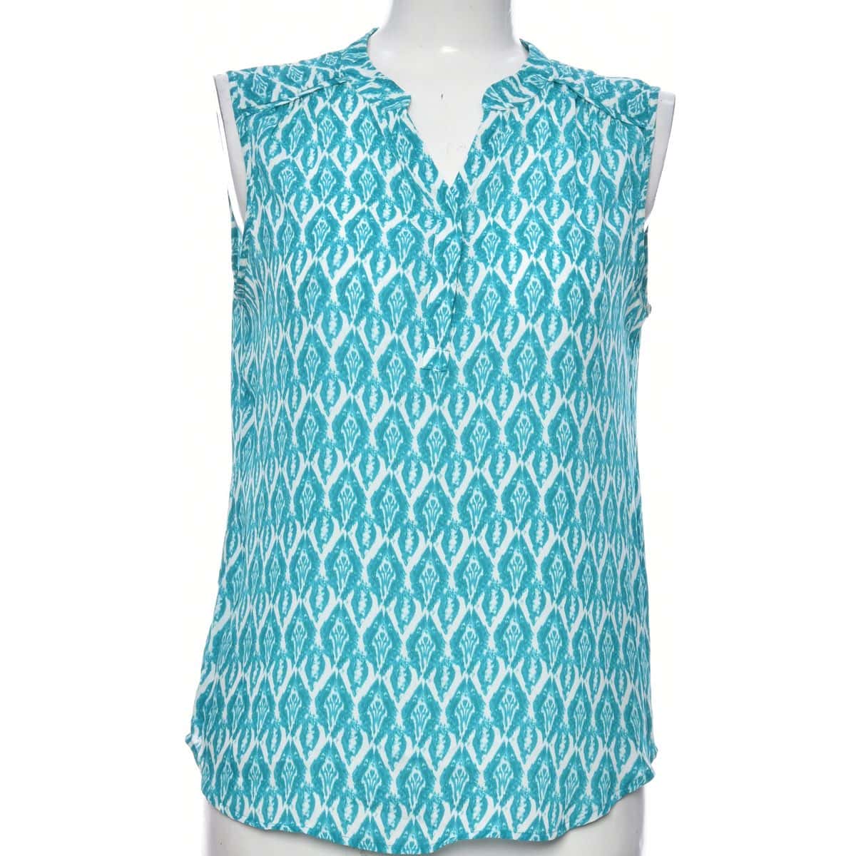 Violet+Claire Womens Size L Patterned Sleeveless Blouse Blue