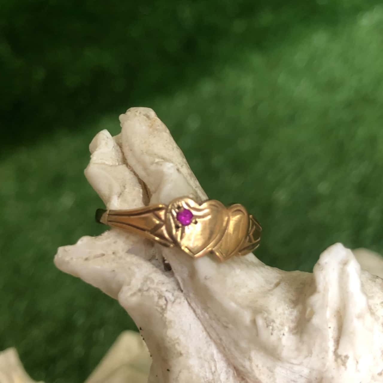 Gold 9k 375 Two Hearts Ring With Pink Precious Store (s)