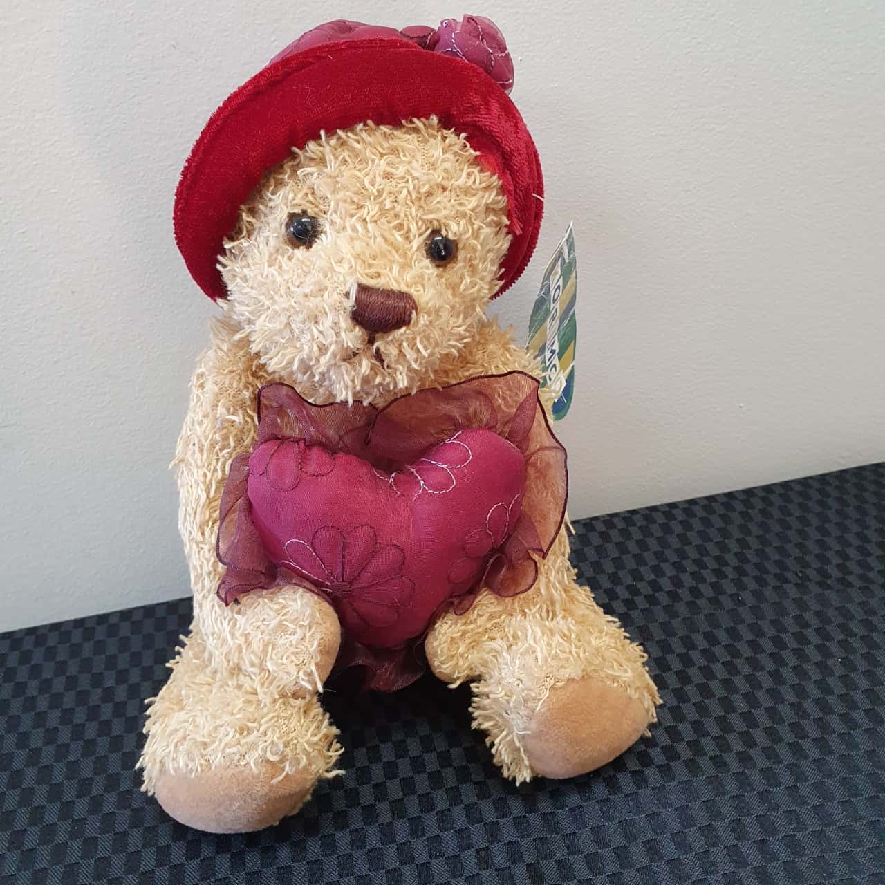 ** REDUCED ** Korimco Laura Bear Toy with Hat and Heart(s)