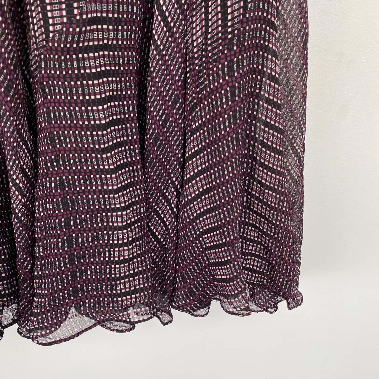 Jones New York Black Purple Silk Midi Skirt Size 16