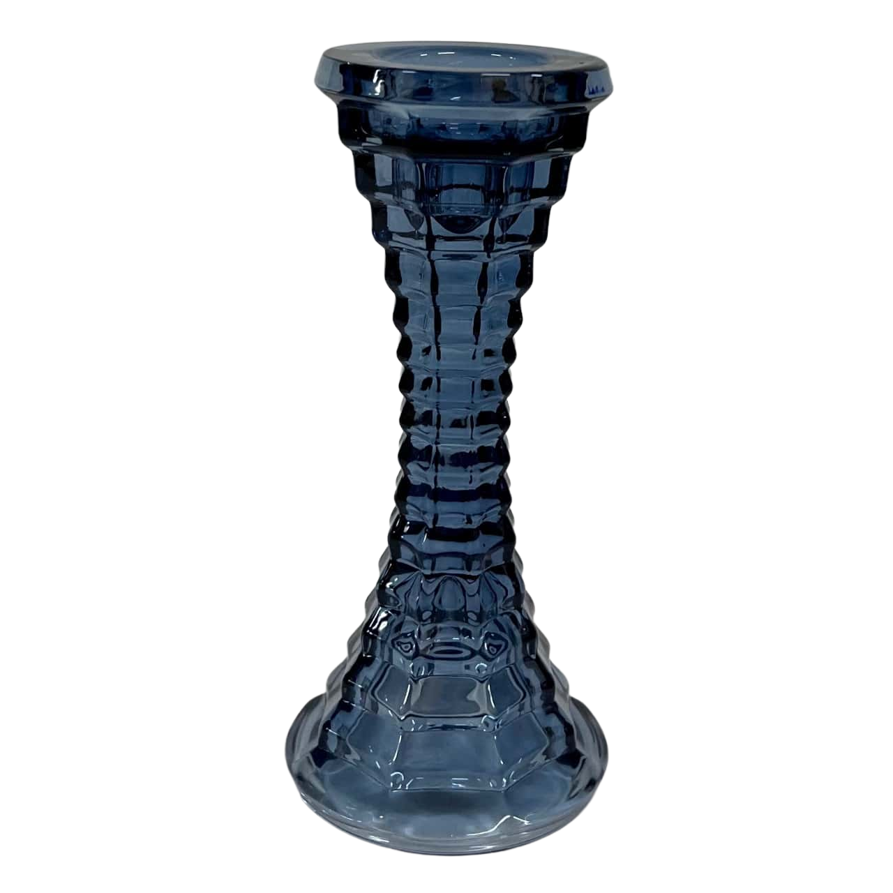 Heavy Blue Glass Candle Stick