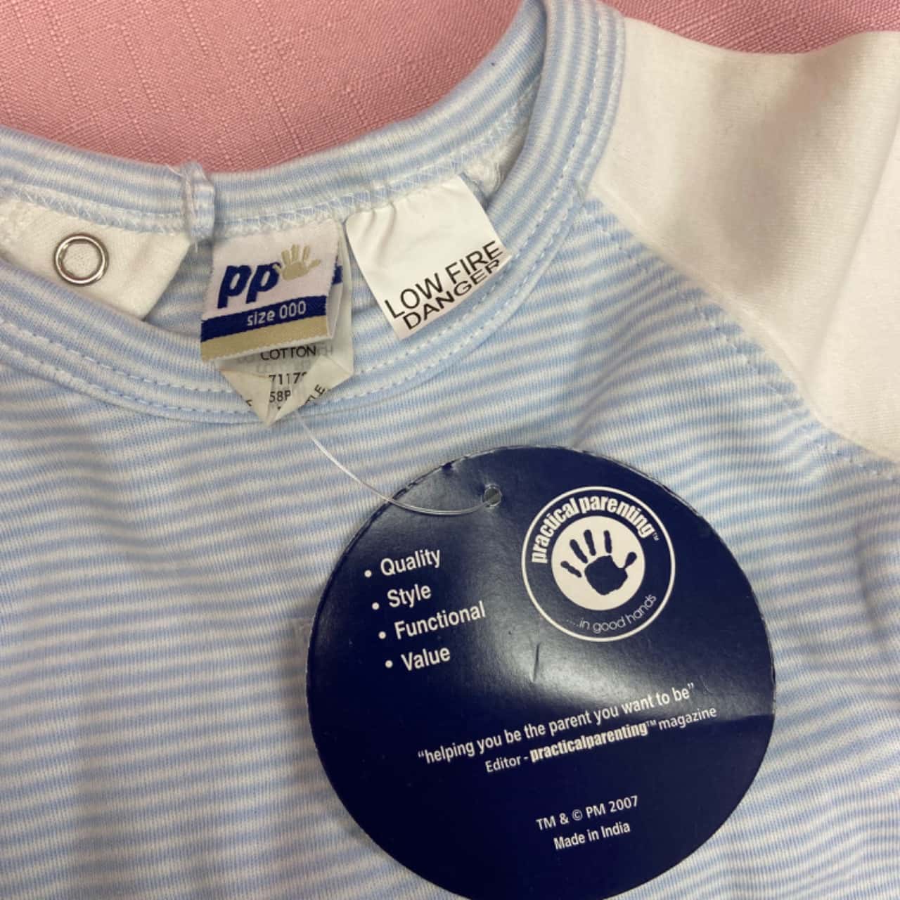 Practical Parenting Kids Size 000 Sleepwear Blue / White (s)