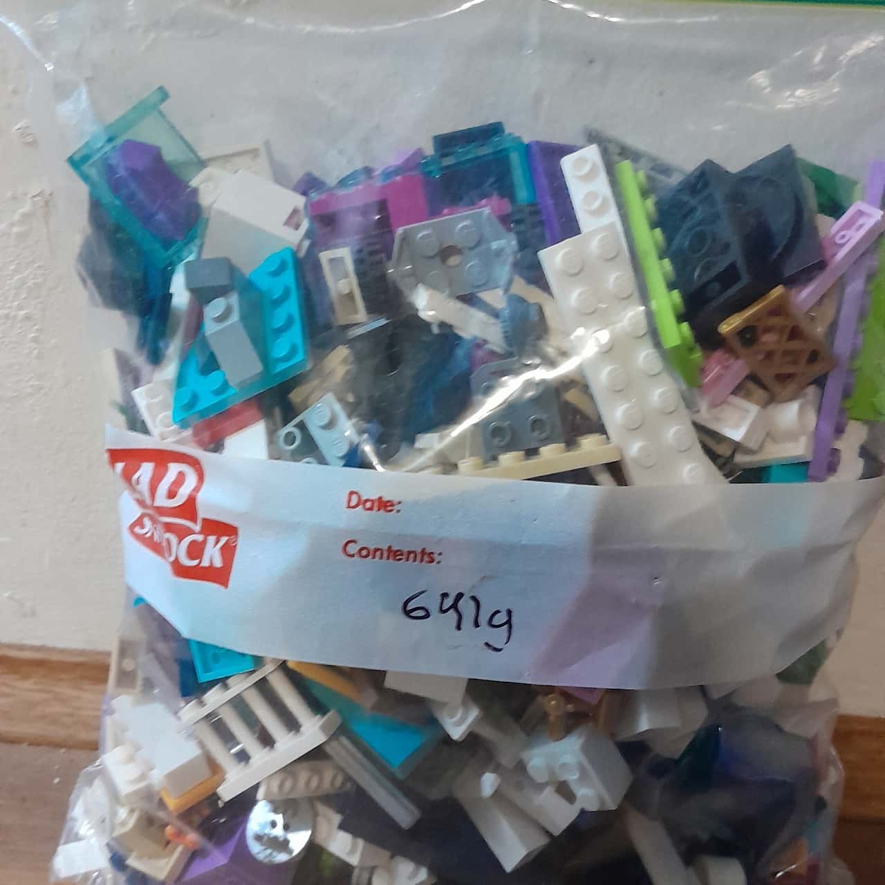 Bag of assorted lego pieces