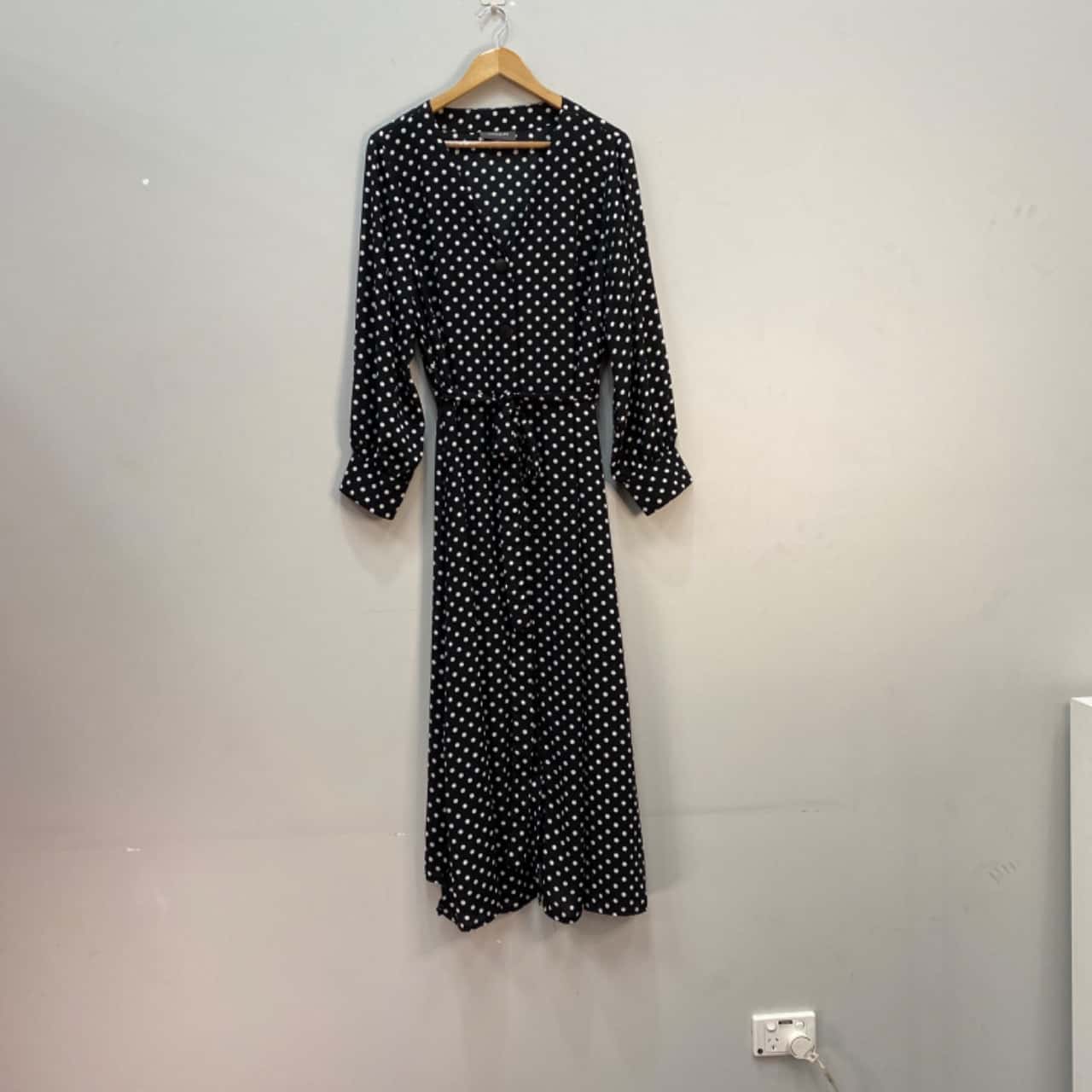 Autograph Womens Size 16 Long Sleeve / Maxi Dress Black / Polka Dot ...