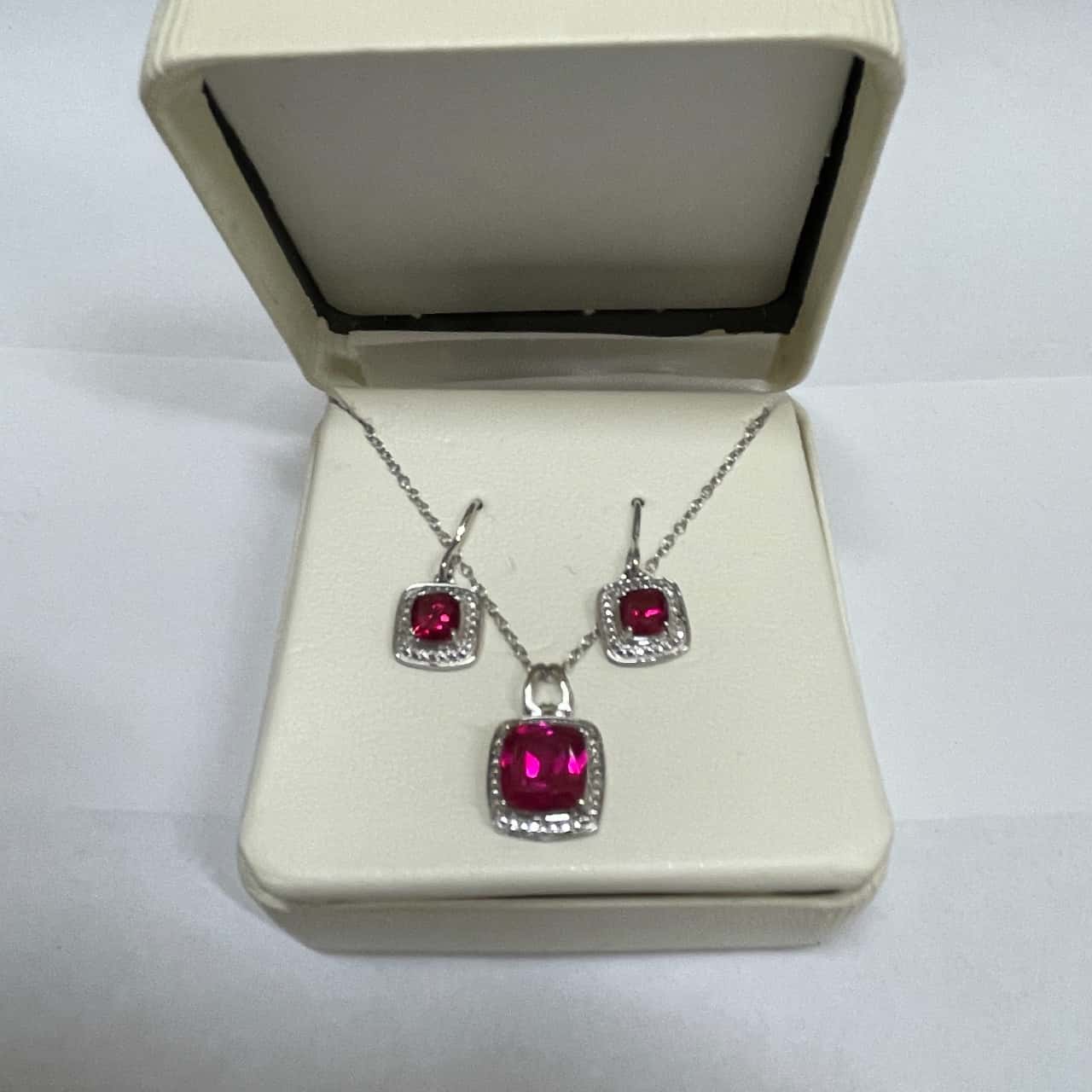 Women's Sterling Silver (925) KA 1772 Jewellery Set with Red/Pink ...