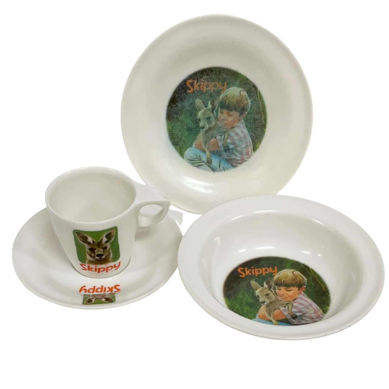 Skippy Bessemer Ware Children’s Set Cup/Saucer/Bowl/Plate(s)