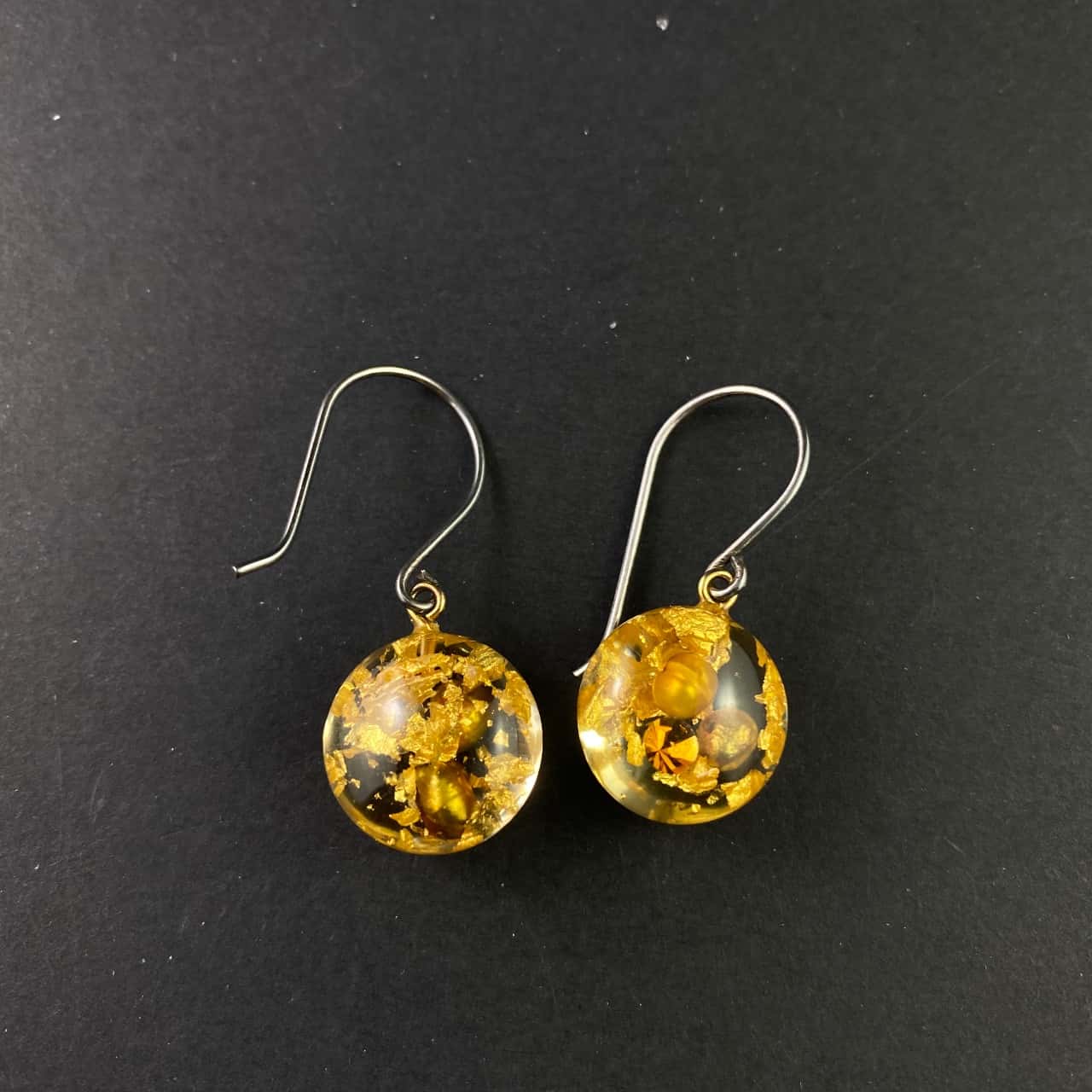 Beautiful Handmade Resin Gold Glitter Earrings