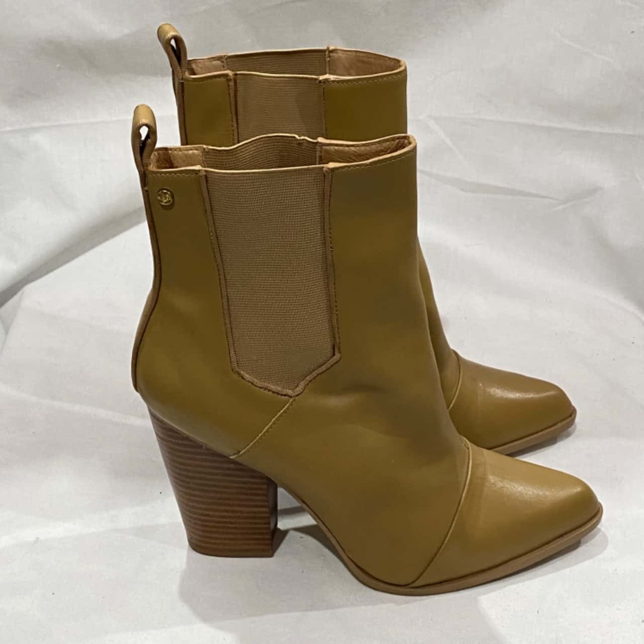 Womens MIMCO SIZE 42 High Heel Nude Tan Leather Ankle Boots (s)