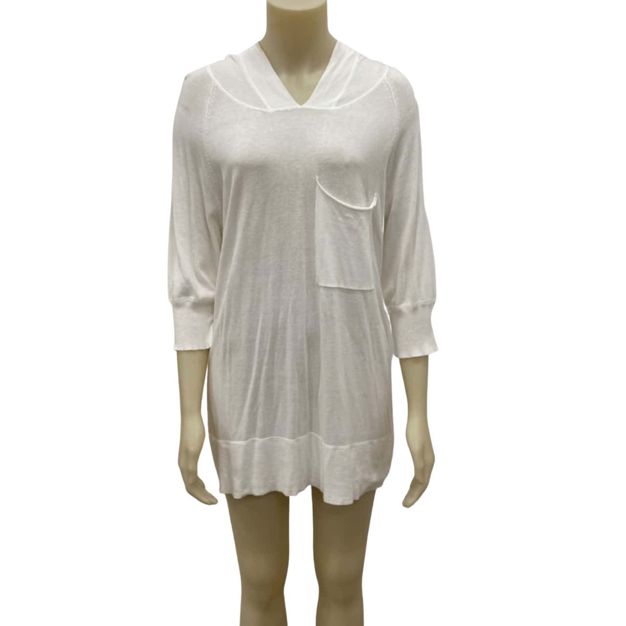 Sussan Womens Size XL 3/4 Sleeve Hooded White (s)