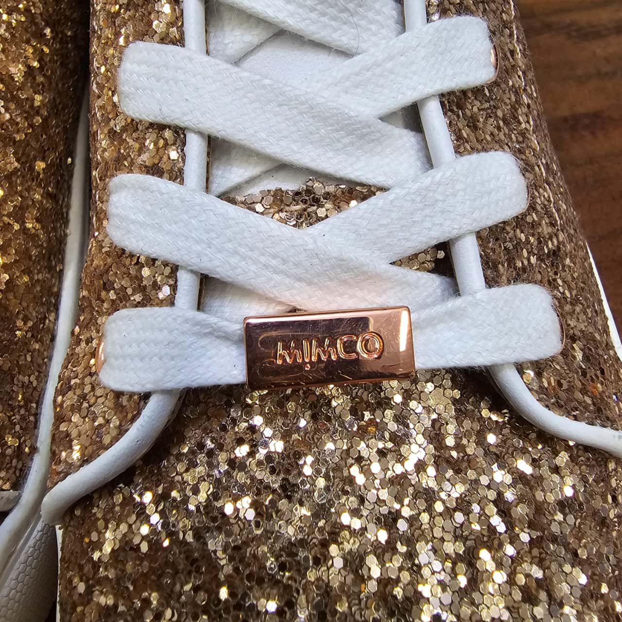 Mimco Rose Gold Glitter Sneakers - Size 36